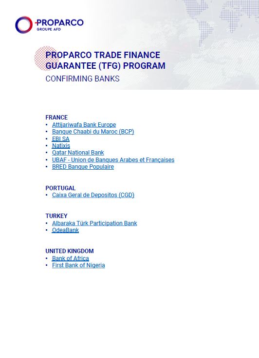 Trade Finance Guarantee - List of confirming banks | Proparco - Groupe ...