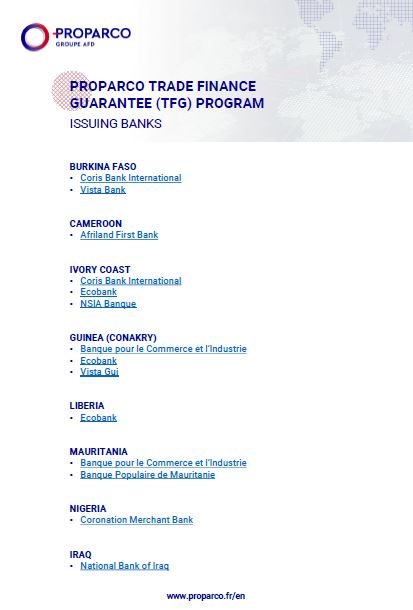 Trade Finance Guarantee - List of issuing banks | Proparco - Groupe ...